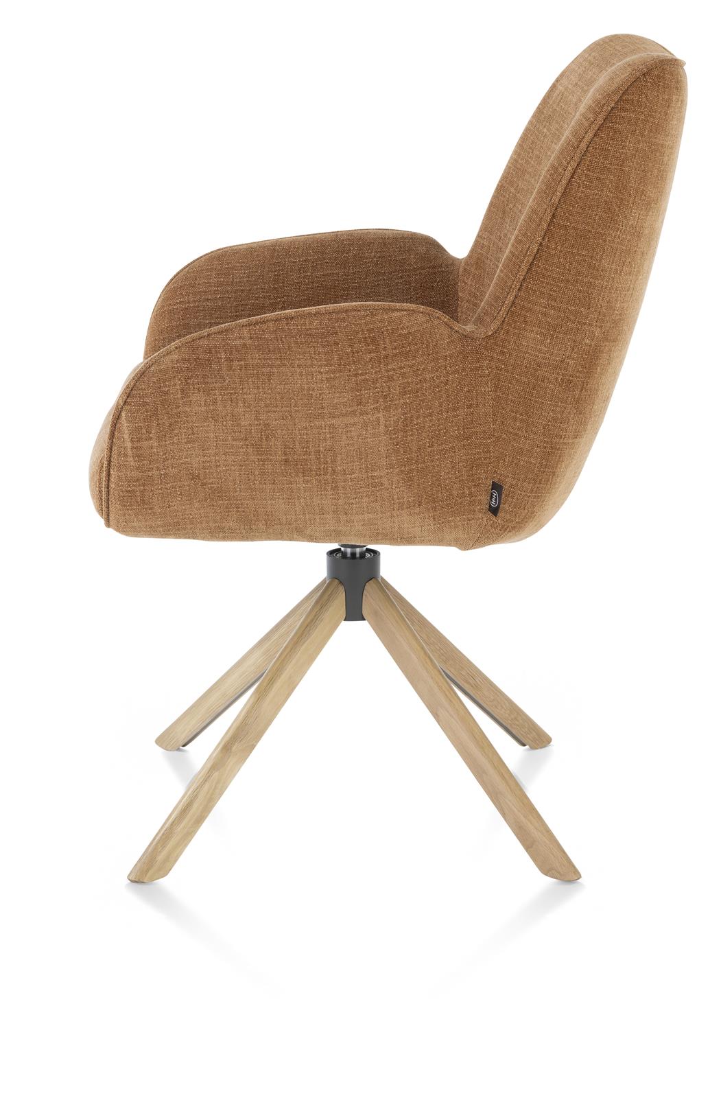 Henders & Hazel Riley armstoel koper stof draaibaar eiken