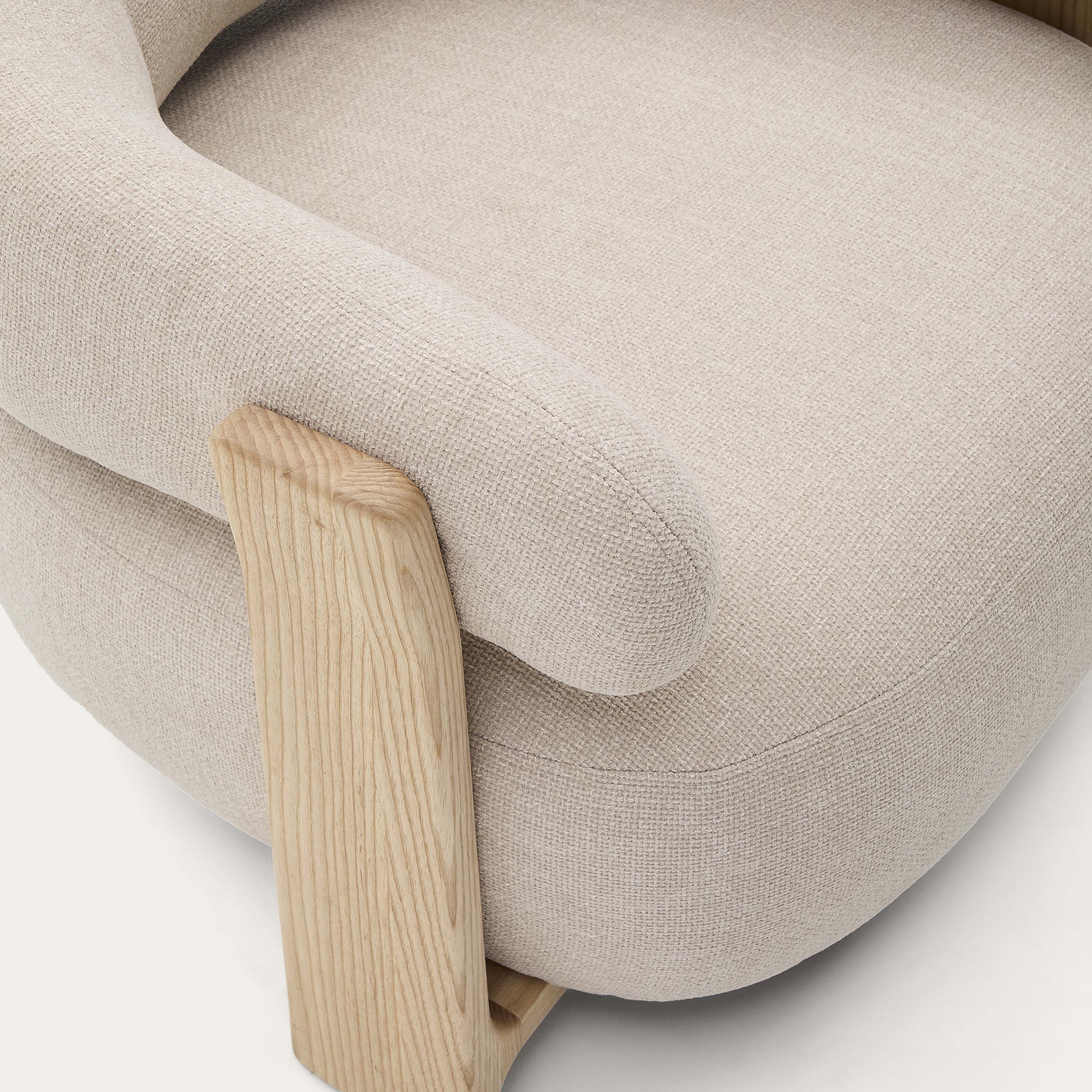 Kave Home Granite fauteuil terracotta stof naturel hout