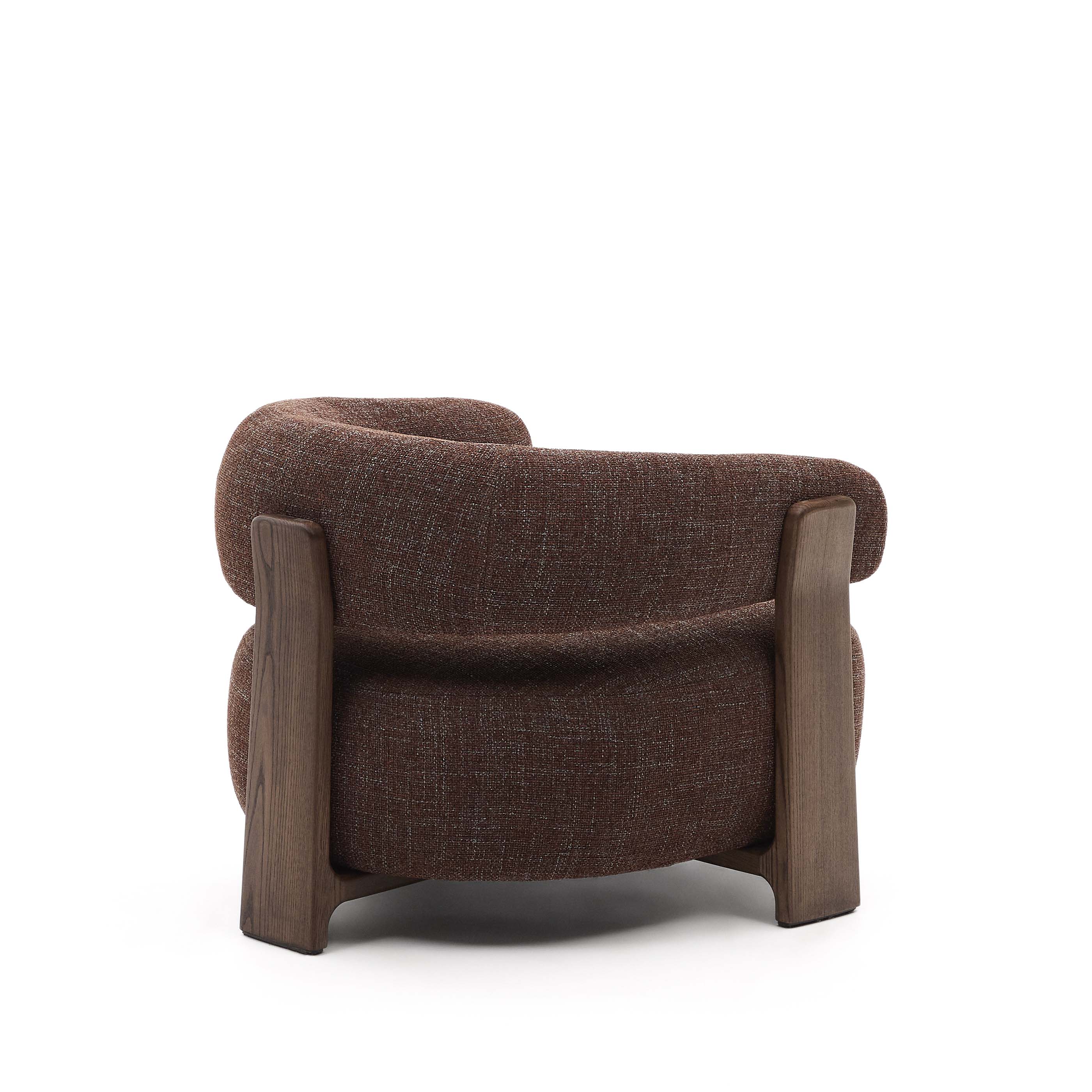 Kave Home Granite fauteuil beige stof walnoot hout