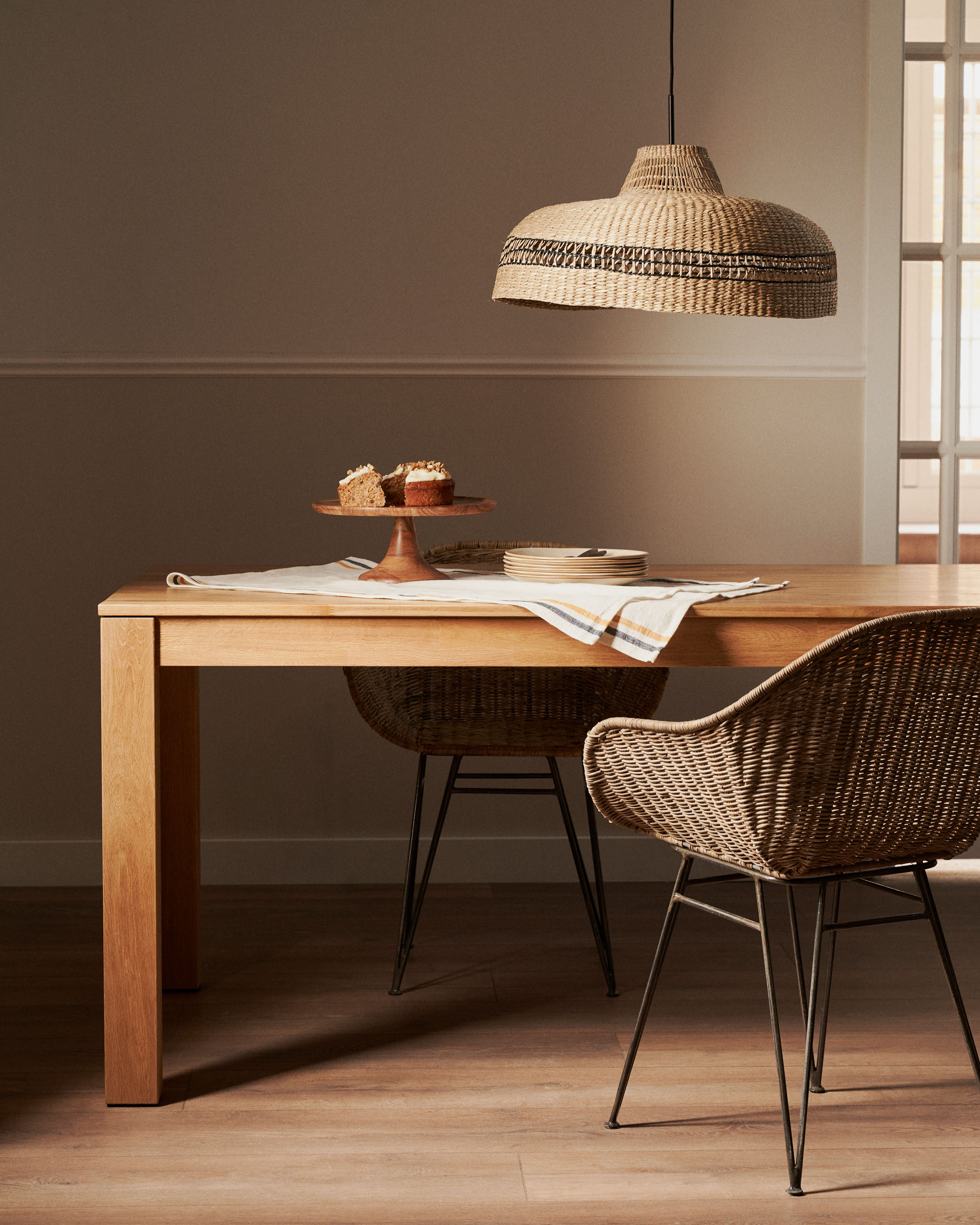 Kave Home Rupia lampenkap rotan zwart accent beige B55 x D55 x H26 cm ...