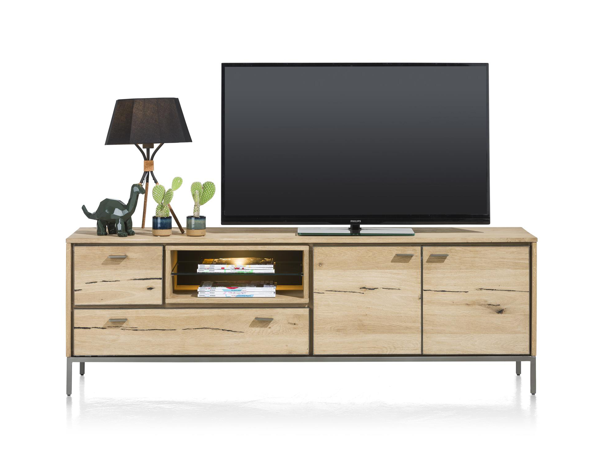 Xooon faneur lowboard tv-kast 170 cm eiken hout b170 x d42 x h60 cm ...