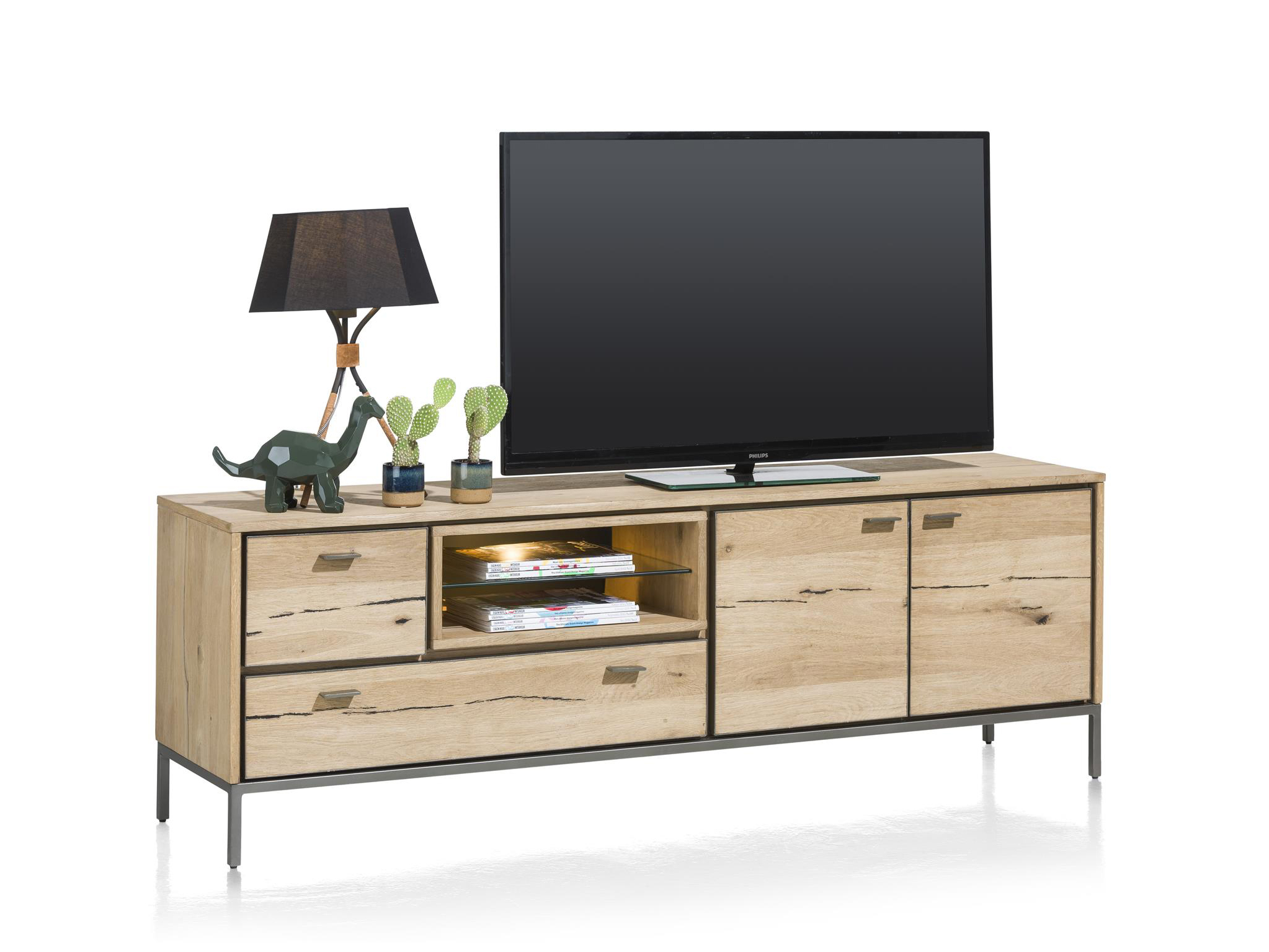 Xooon faneur lowboard tv-kast 170 cm eiken hout b170 x d42 x h60 cm ...