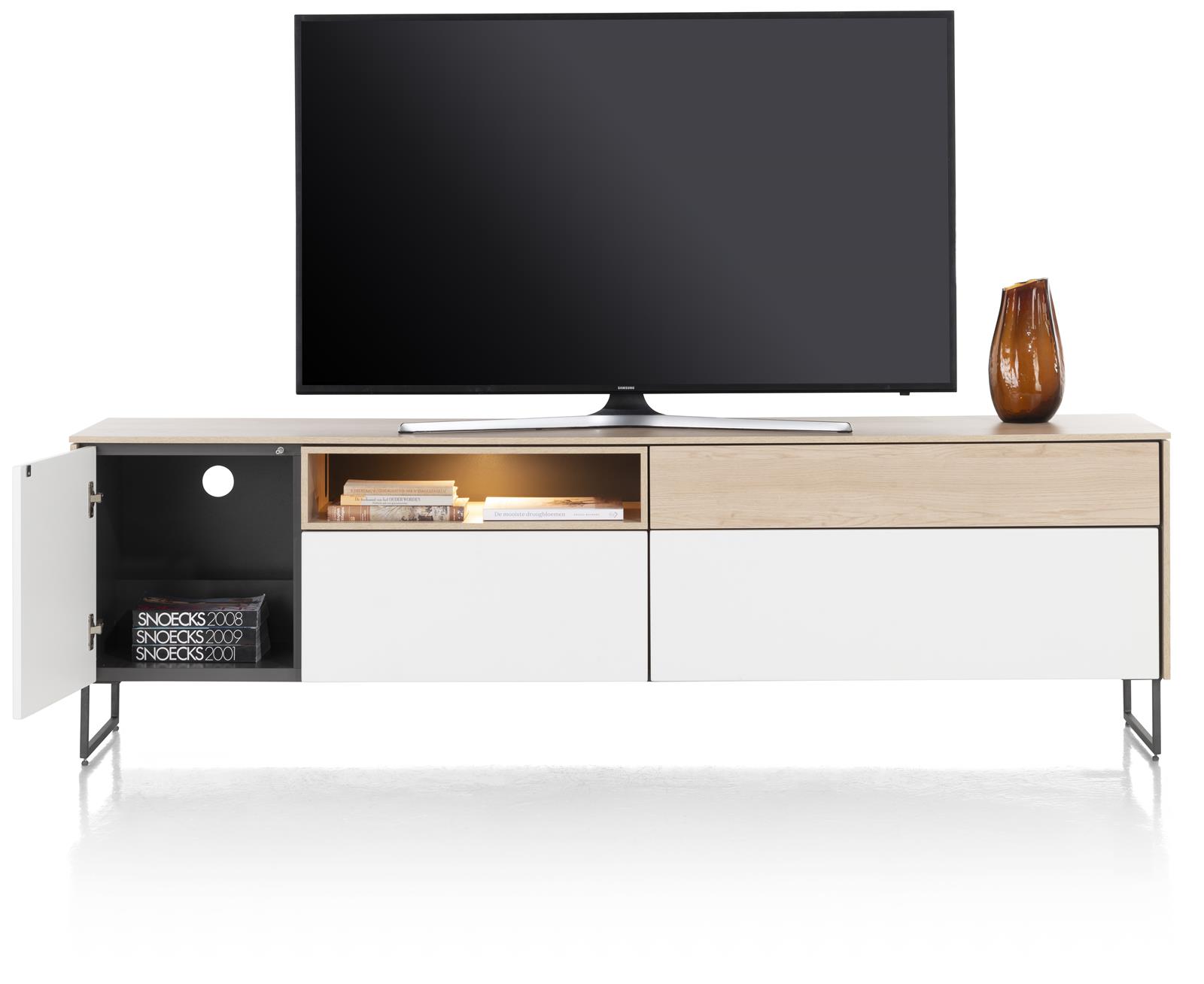 Xooon Lindfield tv-meubel wit eikenlook metaal softclose